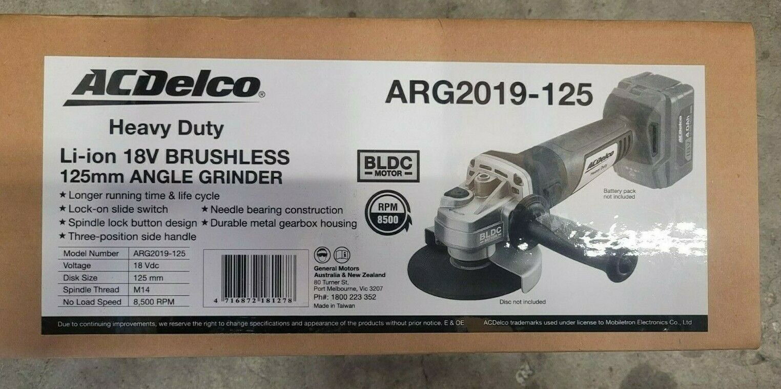 AC Delco battery powered 18V Brushless Angle grinder 125mm - ACDelco