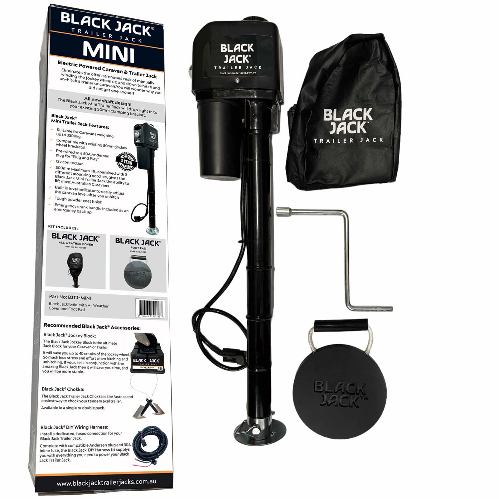 Black Jack Mini Electric Trailer Jack (BJTJ-MINI) – 1000kg Lift, 50mm ...